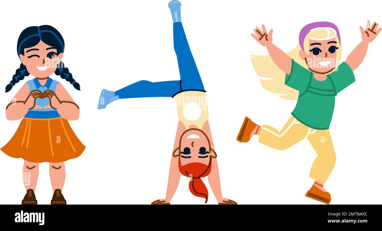 happy kid girl vector Stock Vector Image & Art - Alamy