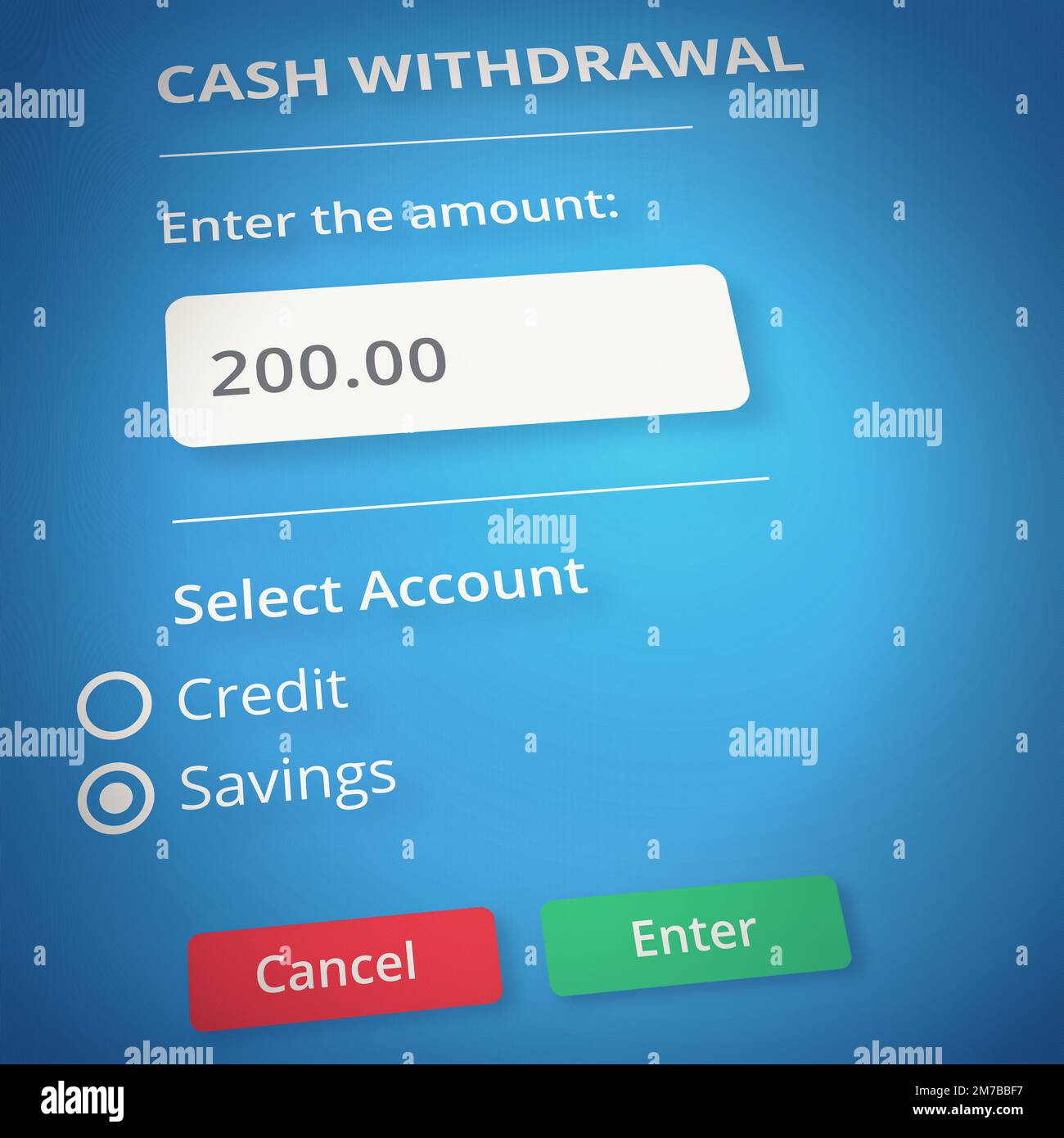 Need some cash. A banking user interface showing a cash withdrawal ...