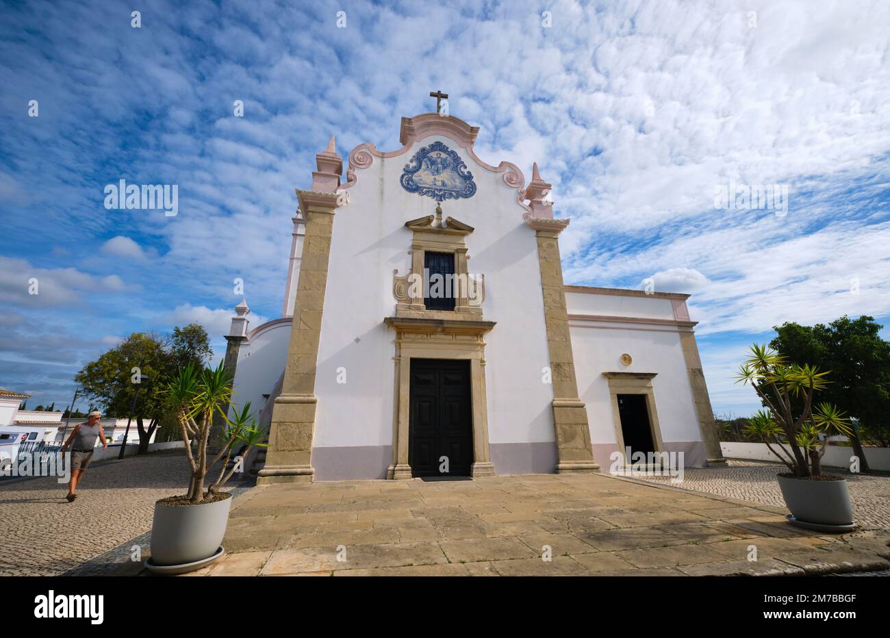 Exterior of the Moorish style, whitewhashed, simple, Roman Catholic ...