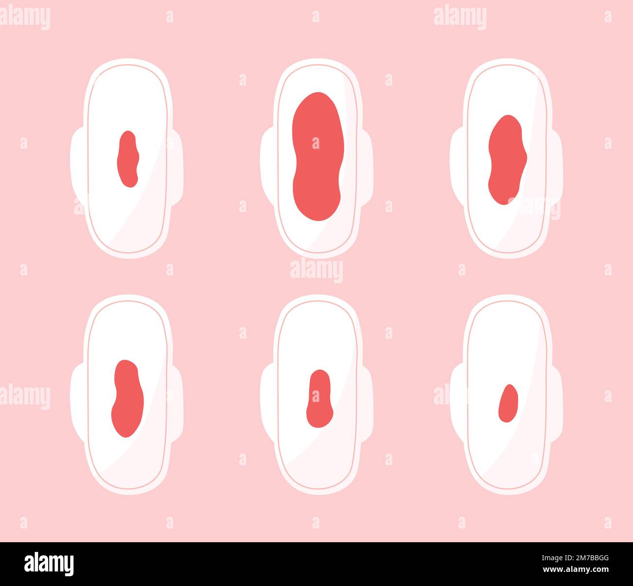 Daily menstrual cycle concept illustrations set. Period pads for 6 days ...