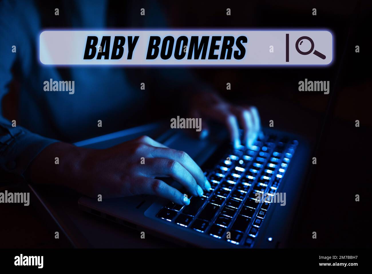 Text caption presenting Baby Boomers. Business overview person who is ...