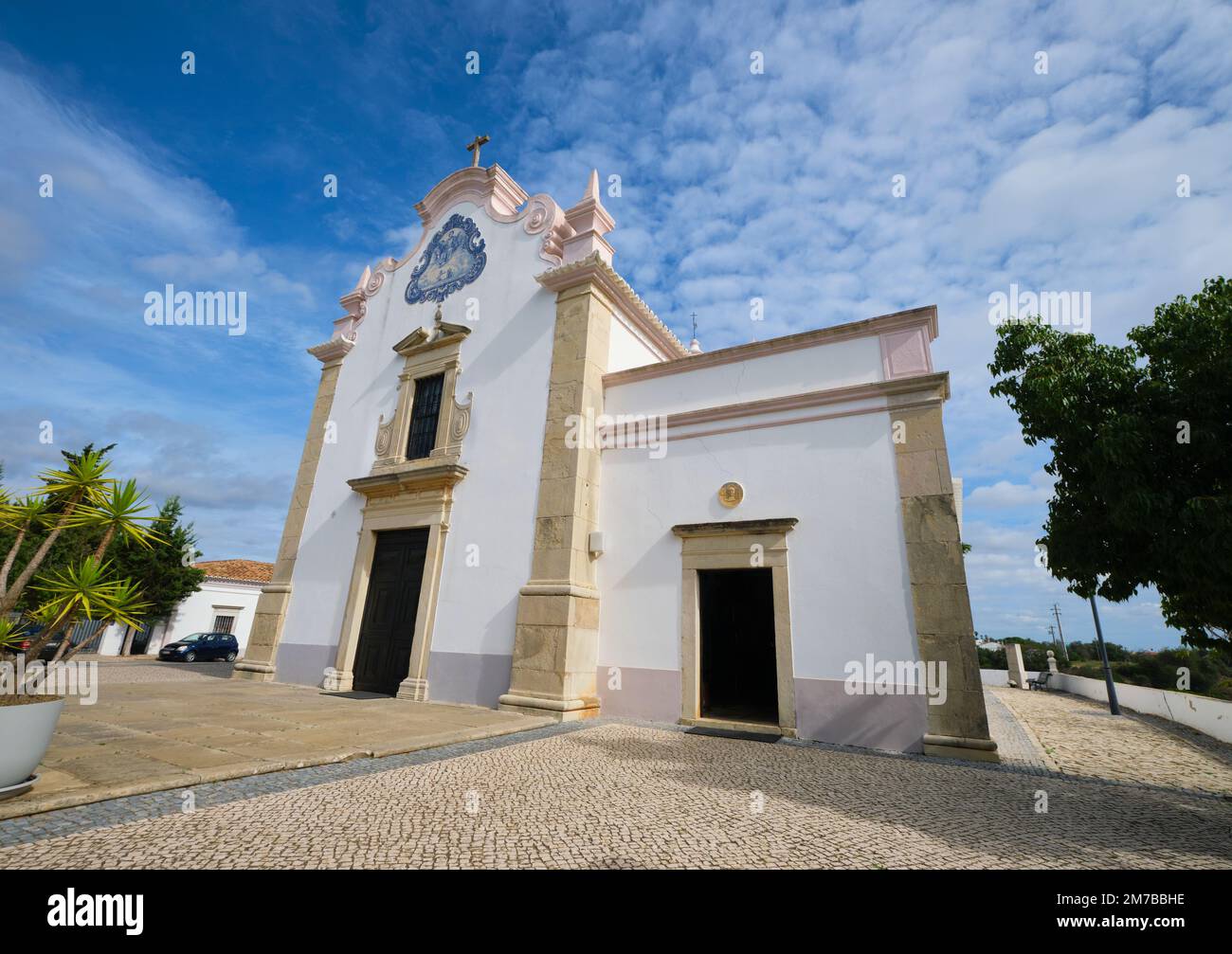 Exterior of the Moorish style, whitewhashed, simple, Roman Catholic ...