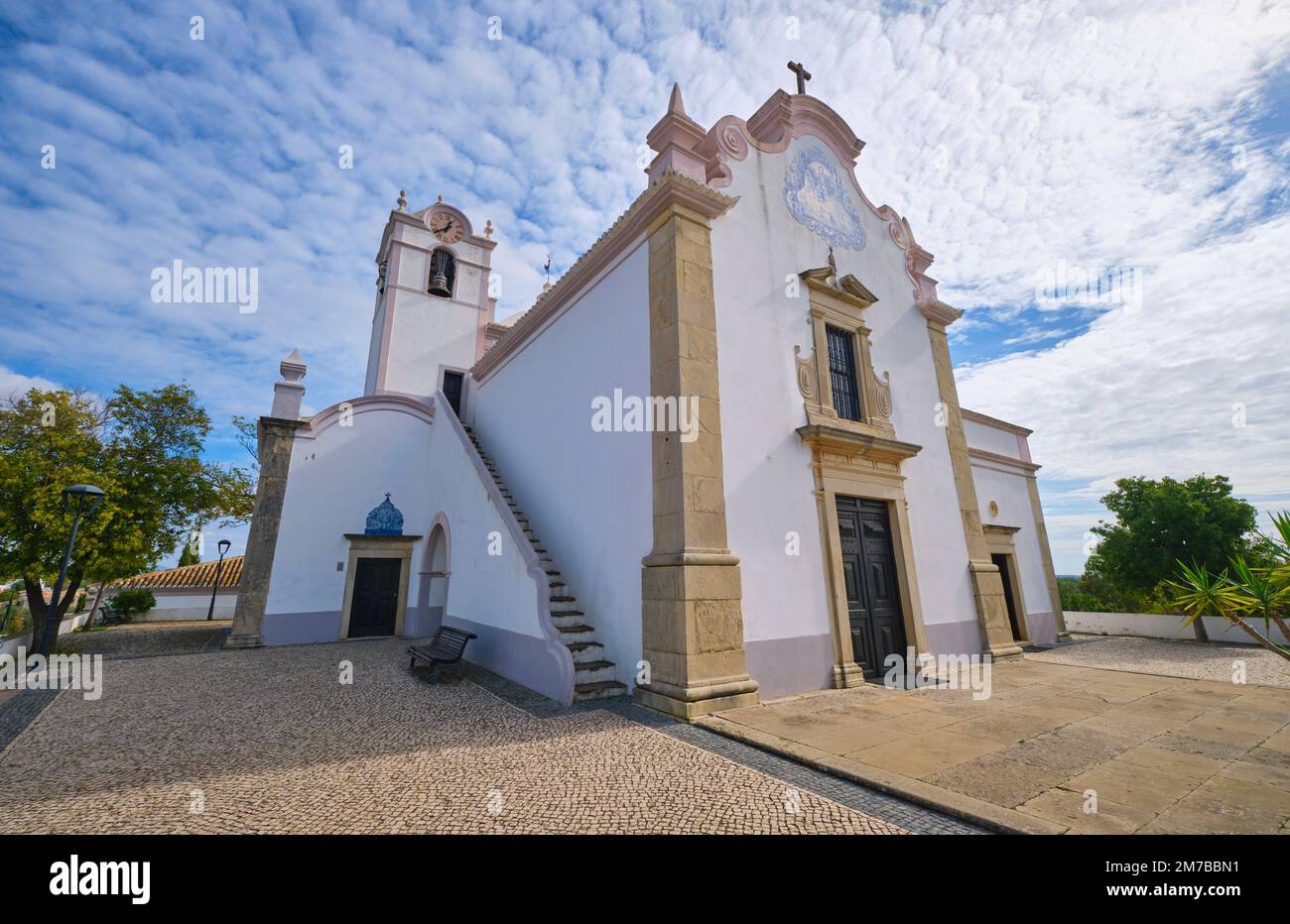 Exterior of the Moorish style, whitewhashed, simple, Roman Catholic ...