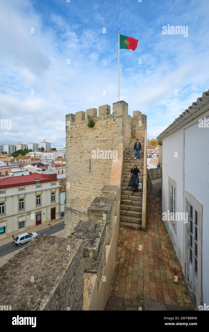 Exterior view of the Medieval era stone exterior fortificaiton steps ...