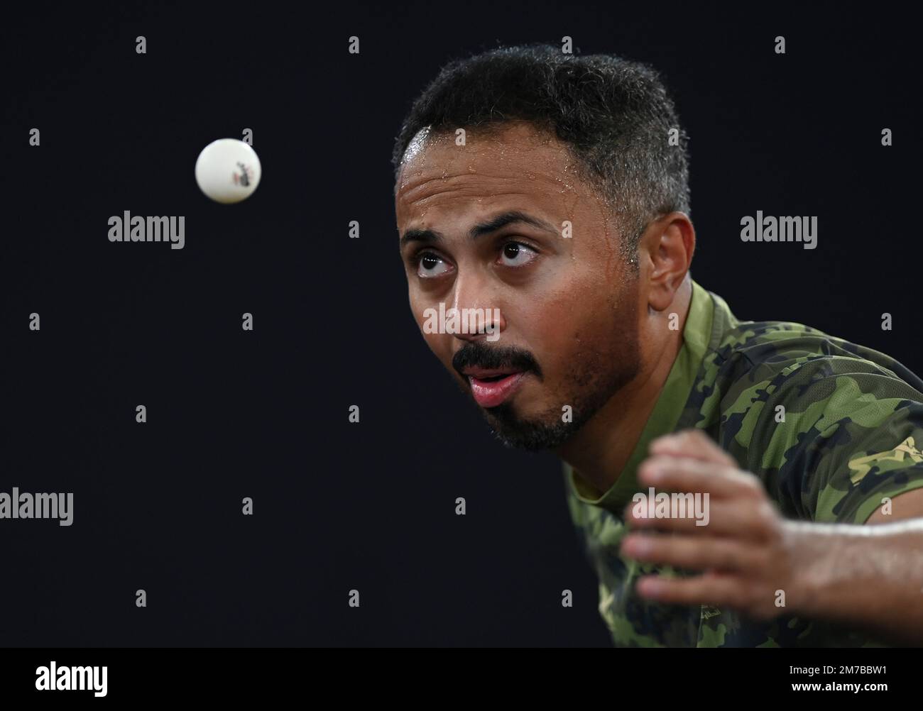 Doha, Qatar. 8th Jan, 2023. Ahmad Khalil Al-Mohannadi of Qatar serves ...