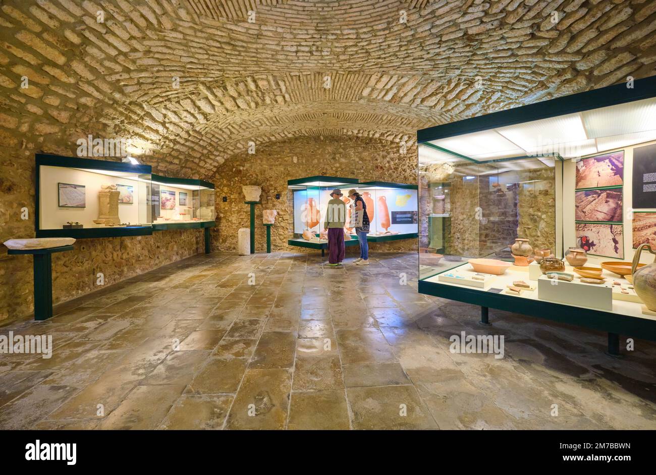 A view of one of the museum galleries, rooms, with cases displaying ...