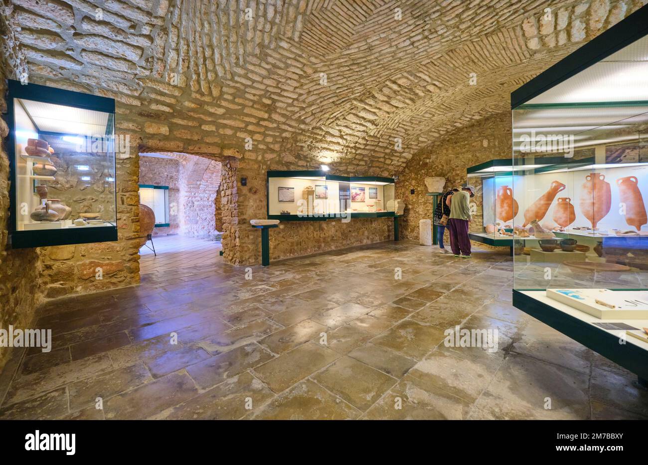 A view of one of the museum galleries, rooms, with cases displaying ...