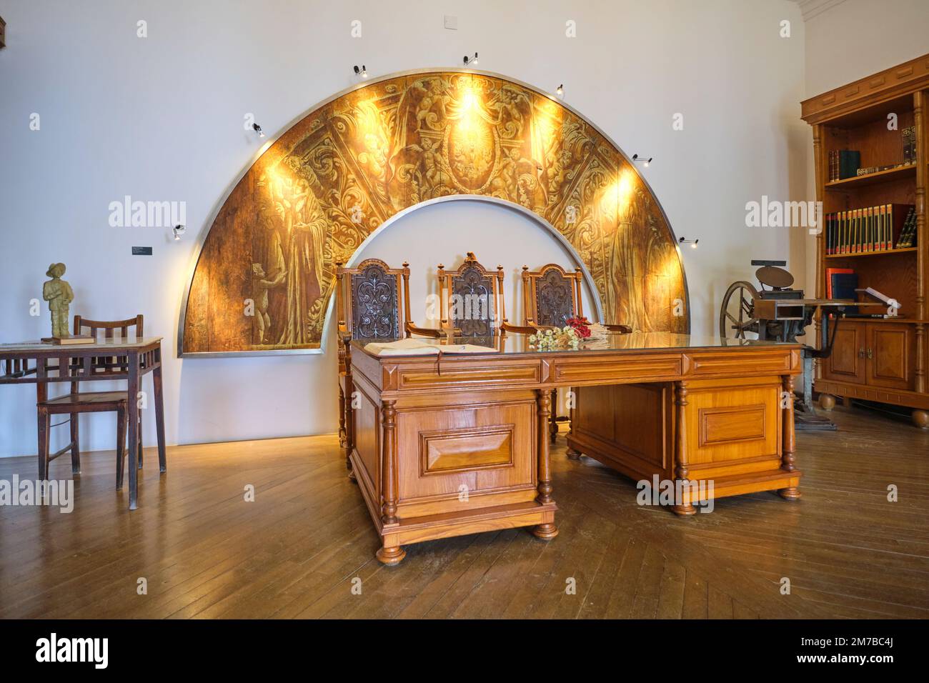 A grand, old, wooden government desk, part of the old furniture ...