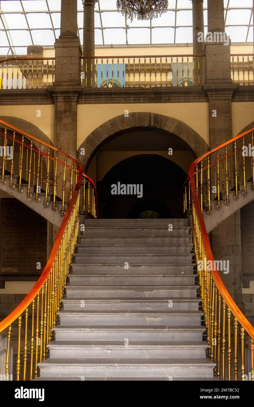 A stairway of the Chapultepec castle in Mexico Stock Photo - Alamy