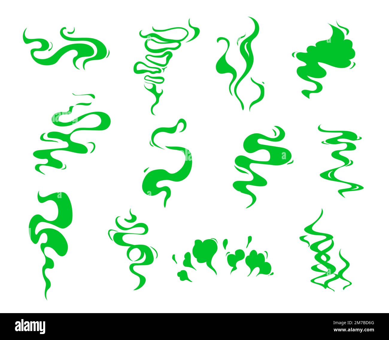 Green bad smell clouds, stink smoke odor or toxic gas and fart, vector ...