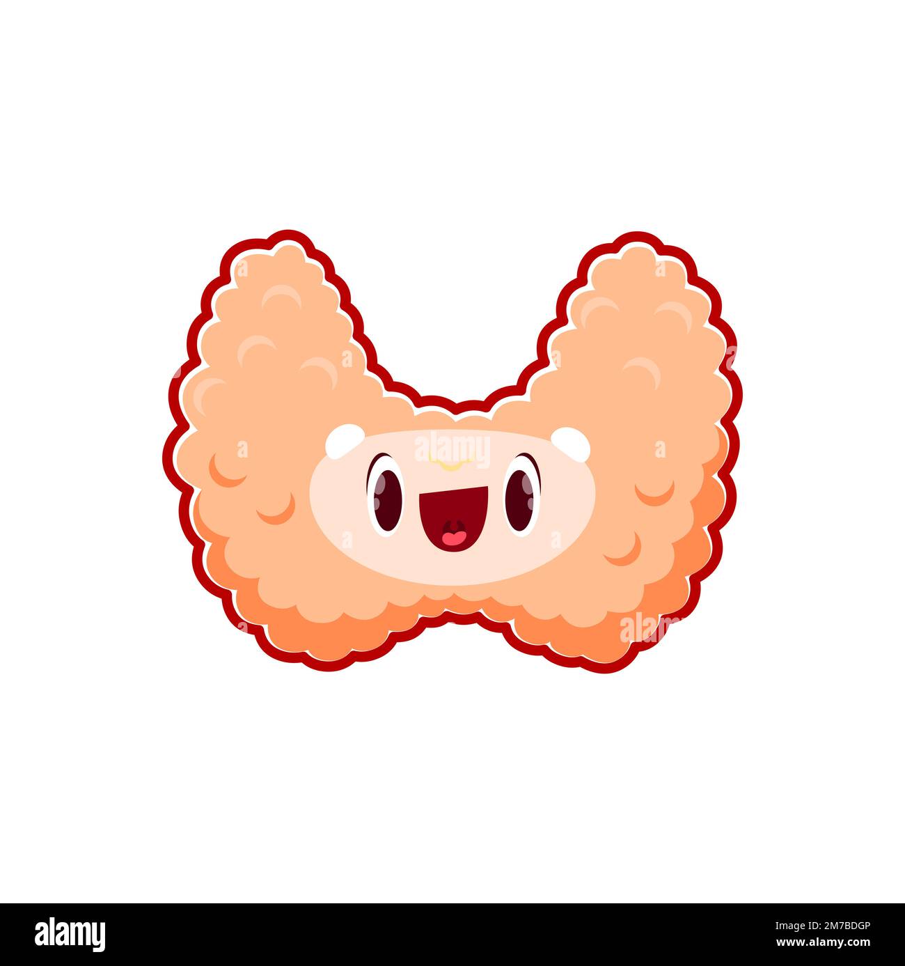 Cartoon thyroid human body organ character. Vector happy thyroid gland ...