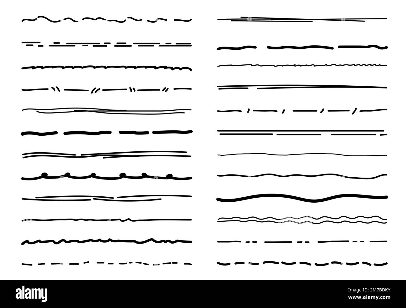 Scribble underline, pen and pencil lines or doodle strokes, vector ...