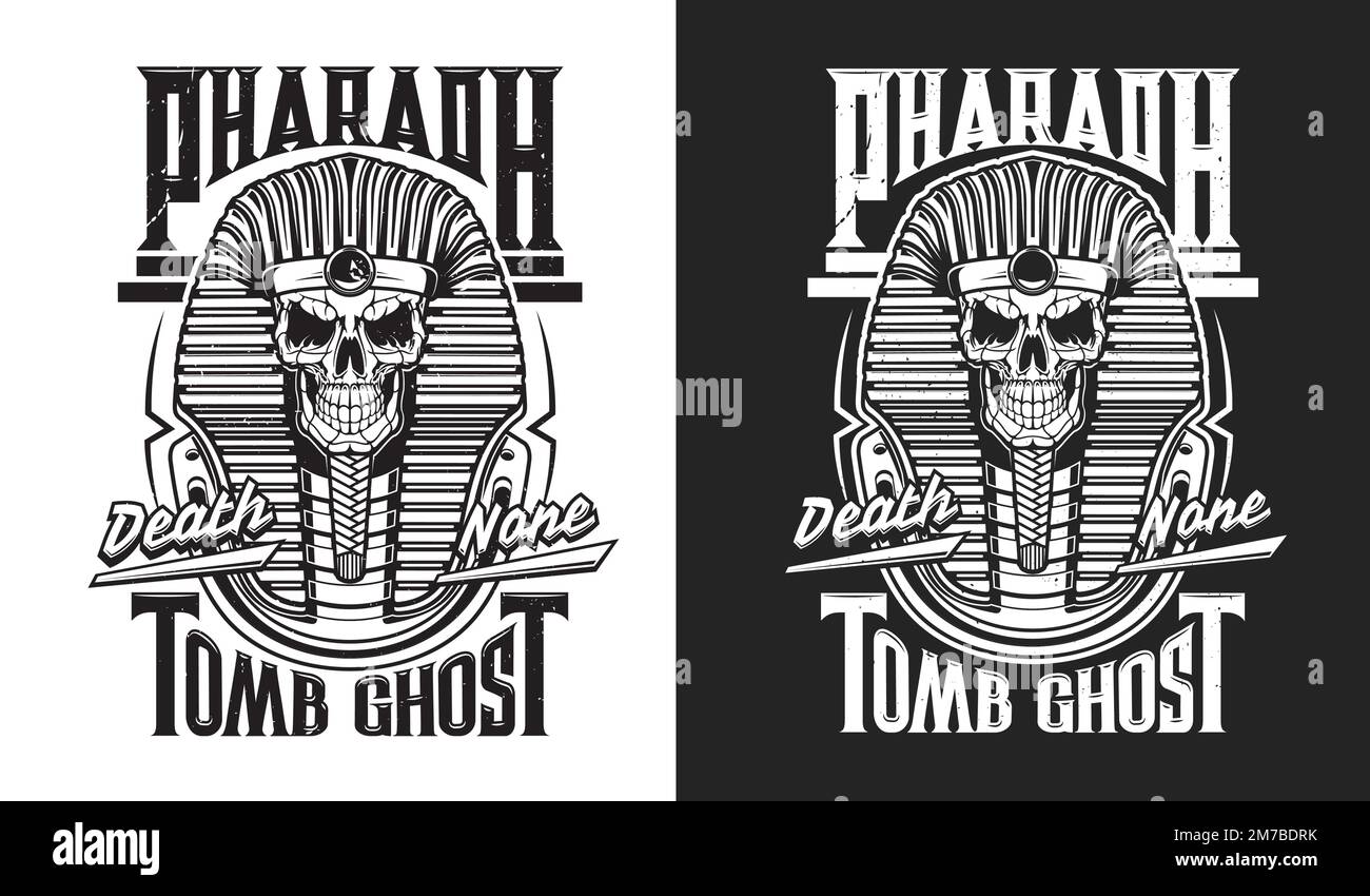 Pharaoh skull t-shirt print. Apparel, clothing and tshirt custom design print vector template ...