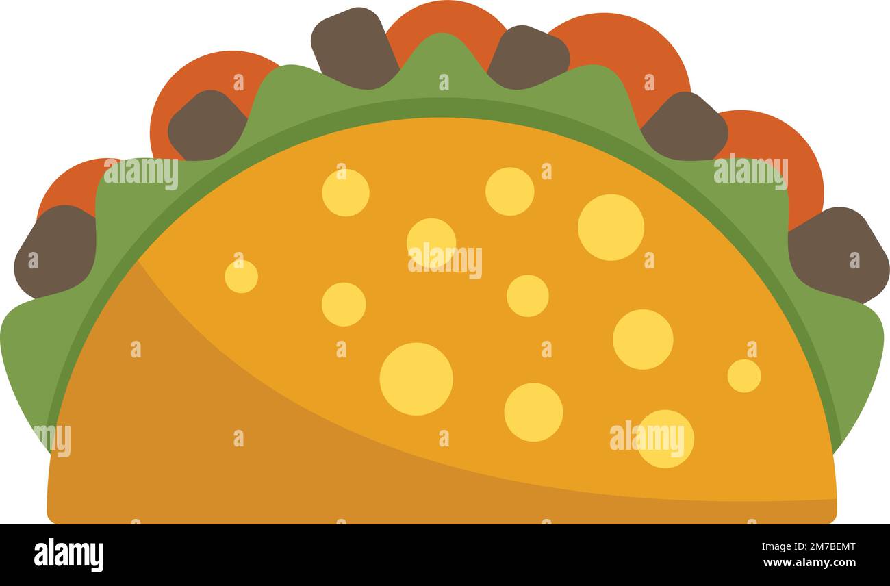 Tortilla icon flat vector. Mexico food. Tacos beef isolated Stock ...