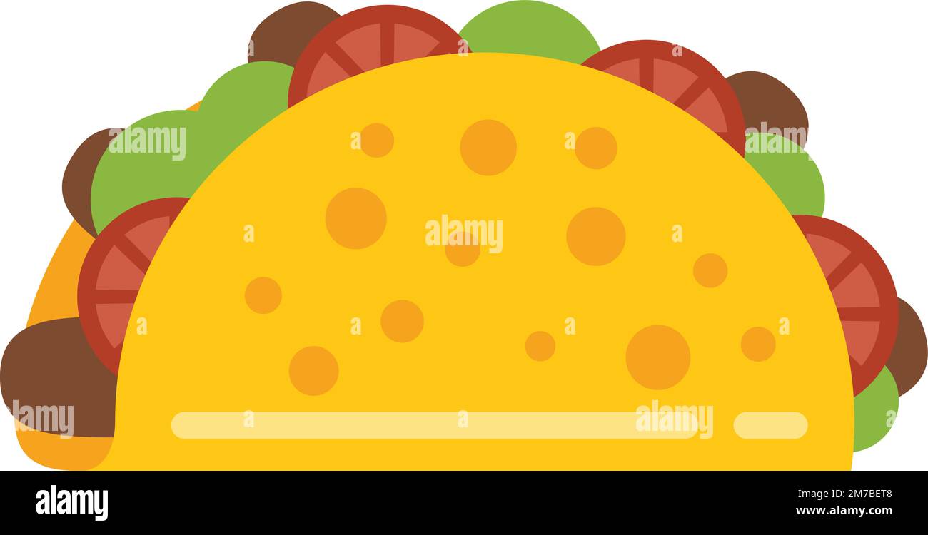 Mexico Taco Icon Flat Vector Tortilla Food Tacos Beef Isolated Stock Vector Image And Art Alamy