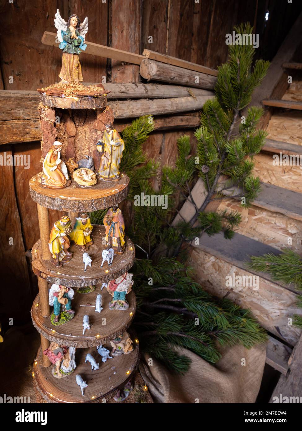 Sutrio, Italy - December 29, 2022: Christmas nativity scene - Mary ...