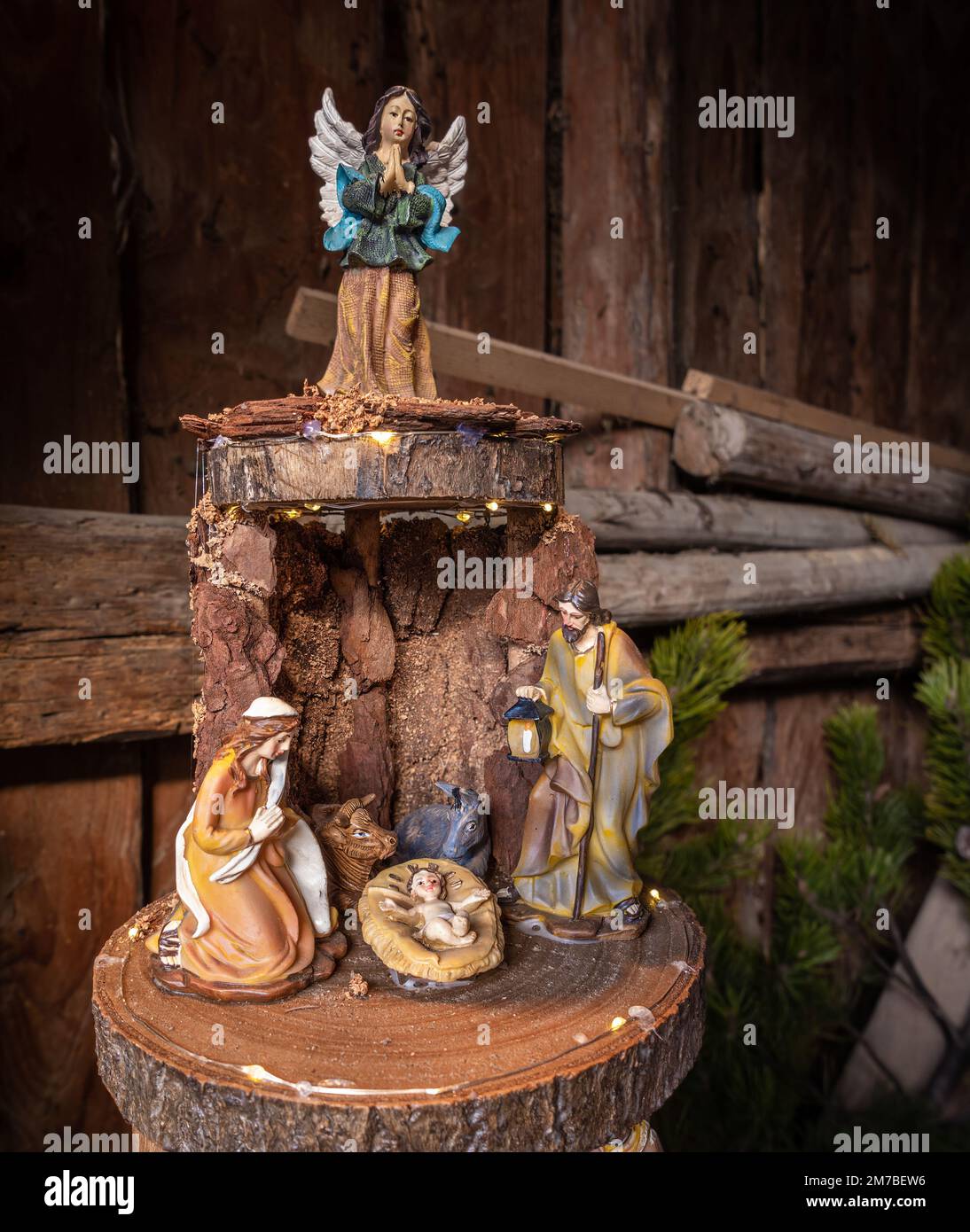 Sutrio, Italy - December 29, 2022: Hand-made Christmas nativity scene ...
