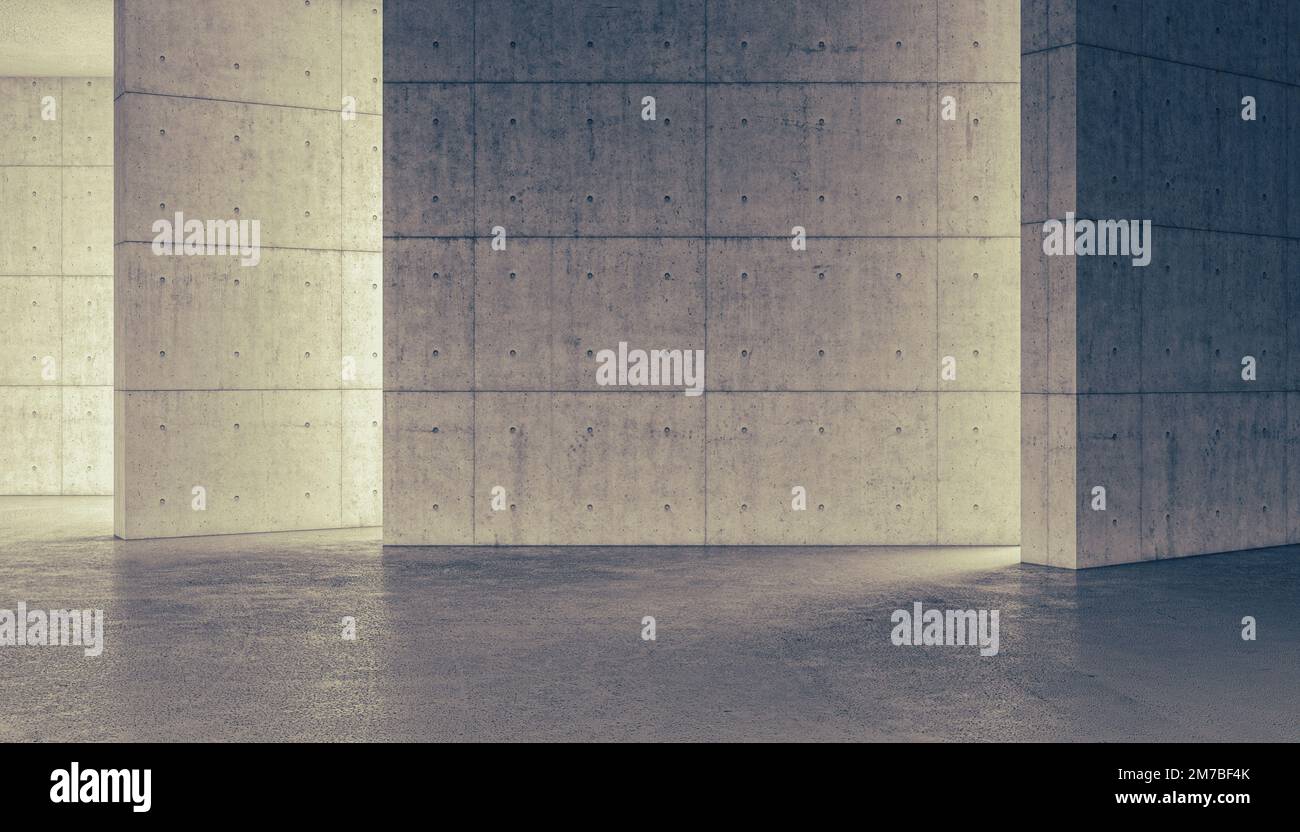 interior with reinforced concrete walls. 3d render Stock Photo - Alamy
