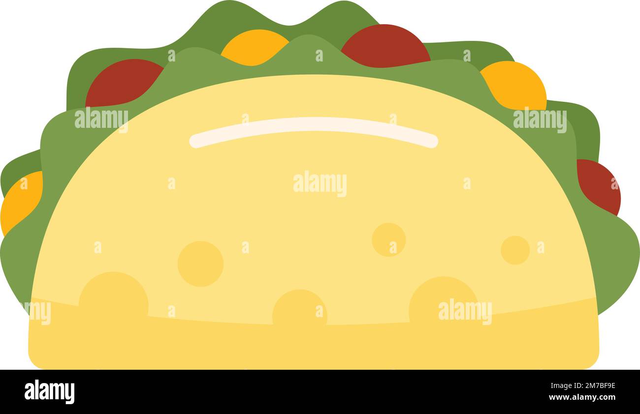 Cooked taco icon flat vector. Mexican food. Tacos meat isolated Stock ...