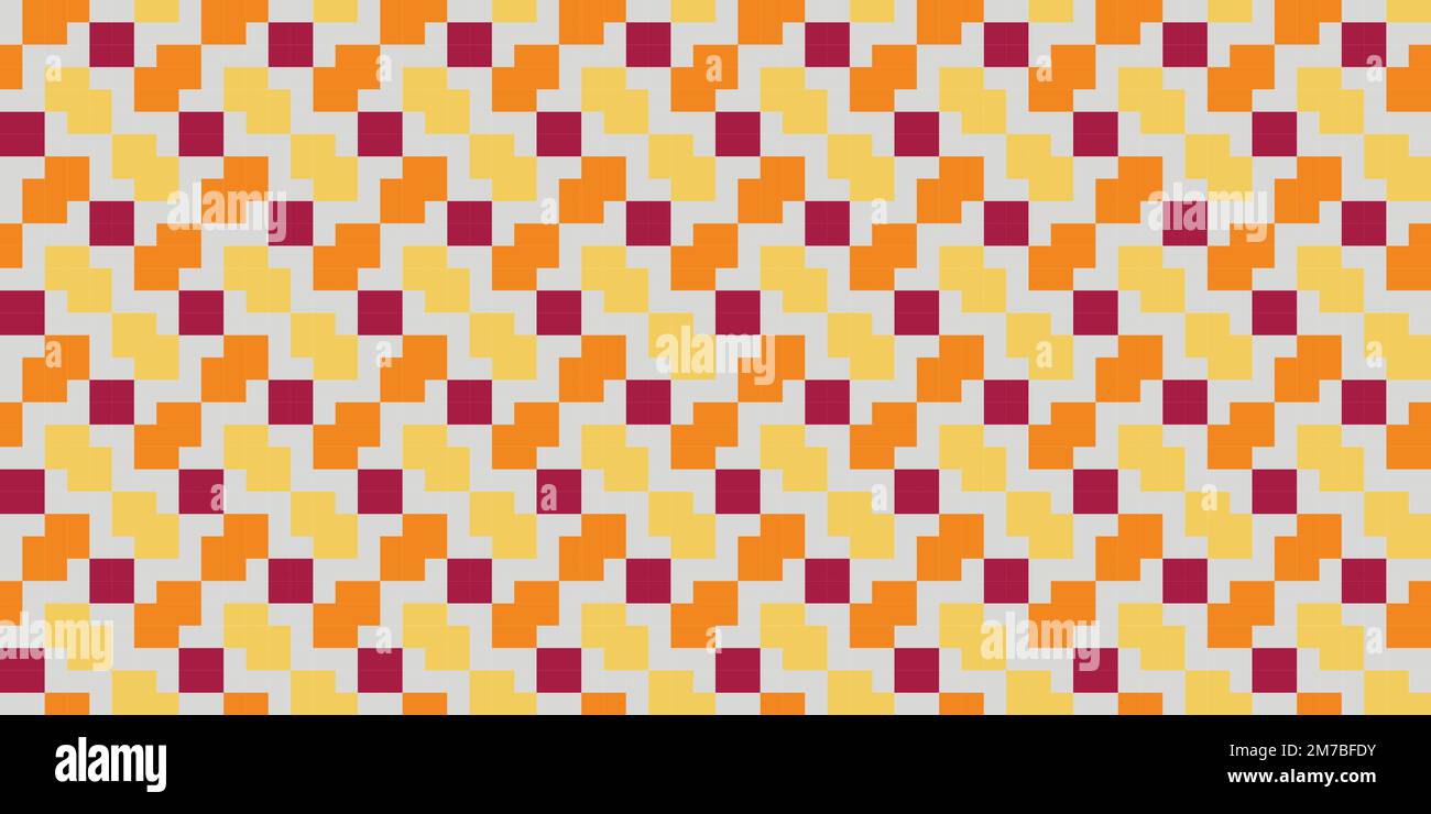 Geometric 70s retro style seamless pattern with various colorful shapes ...