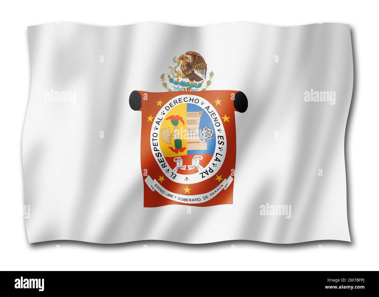 Oaxaca state flag, Mexico waving banner collection. 3D illustration ...