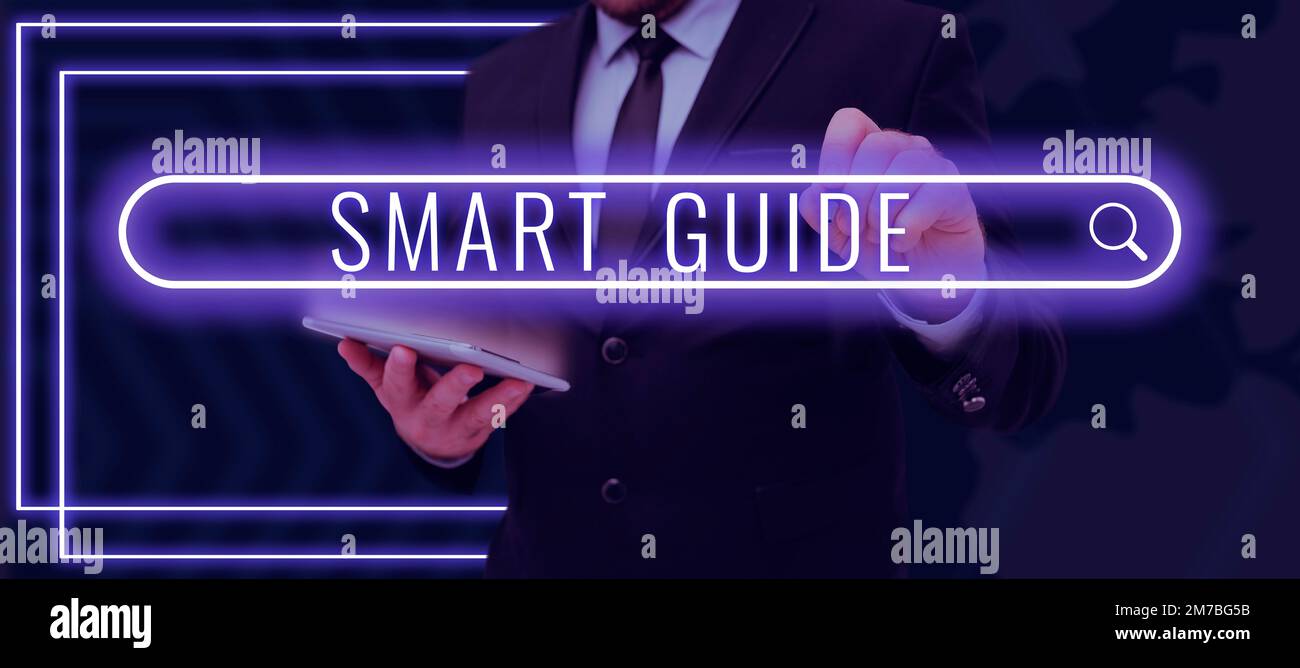 Hand writing sign Smart Guide. Word Written on used to guide the ...