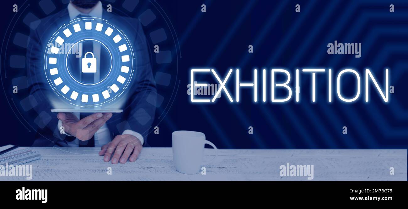 Conceptual caption Exhibition. Business approach and act of exposing ... Conceptual caption Exhibition. Business approach and act of exposing ...