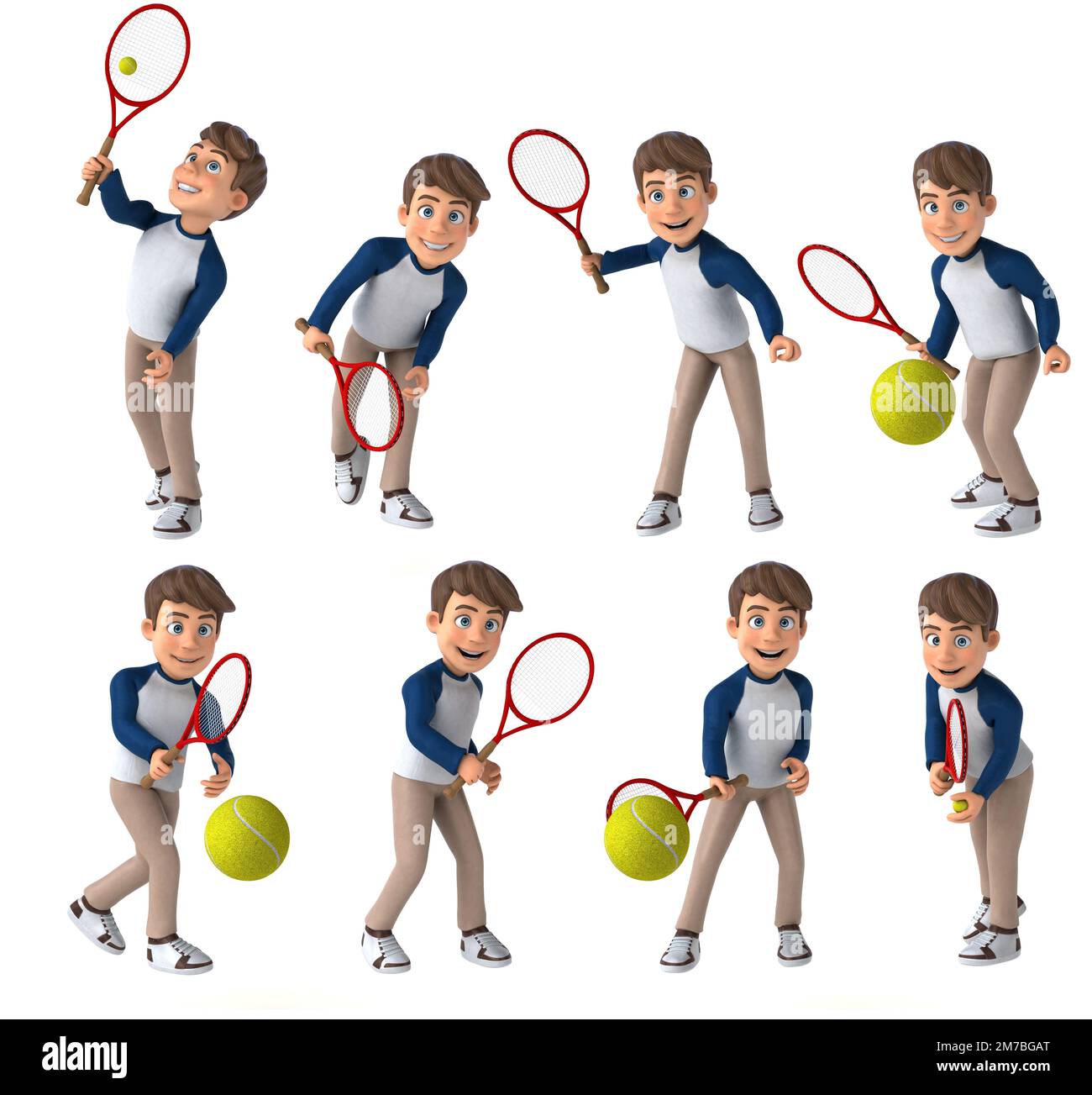 Fun 3D cartoon boy playing tennis Stock Photo - Alamy