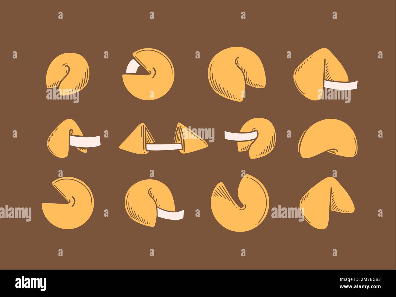 Chinese fortune cookies vector illustration. Chinese New year dessert ...