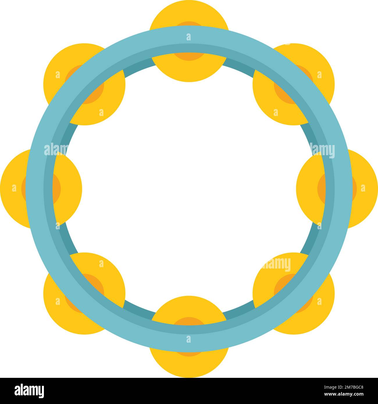 Timbrel tambourine icon flat vector. Music drum. Concert bell isolated ...