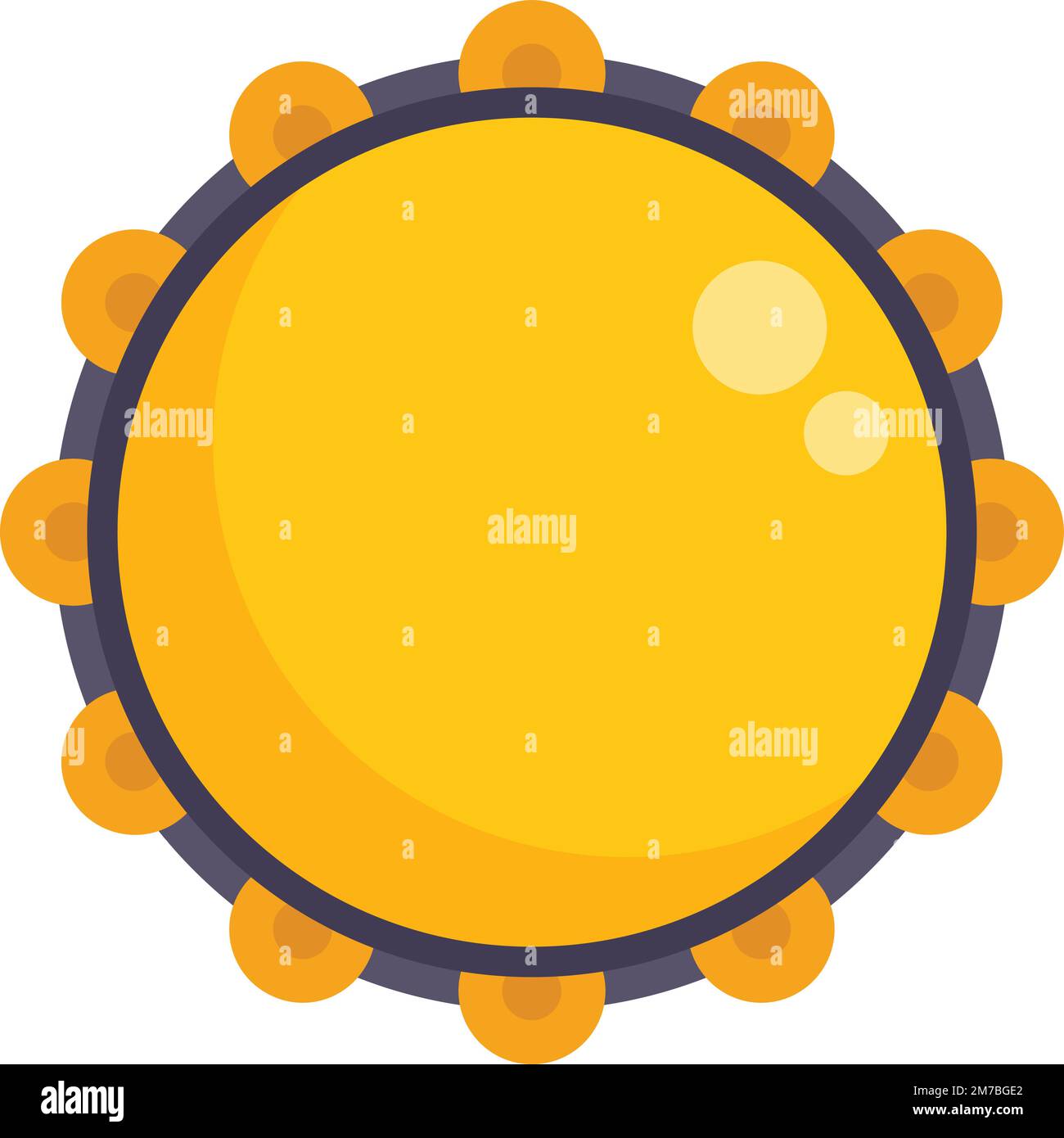 Traditional tambourine icon flat vector. Samba drum. Bell concert ...