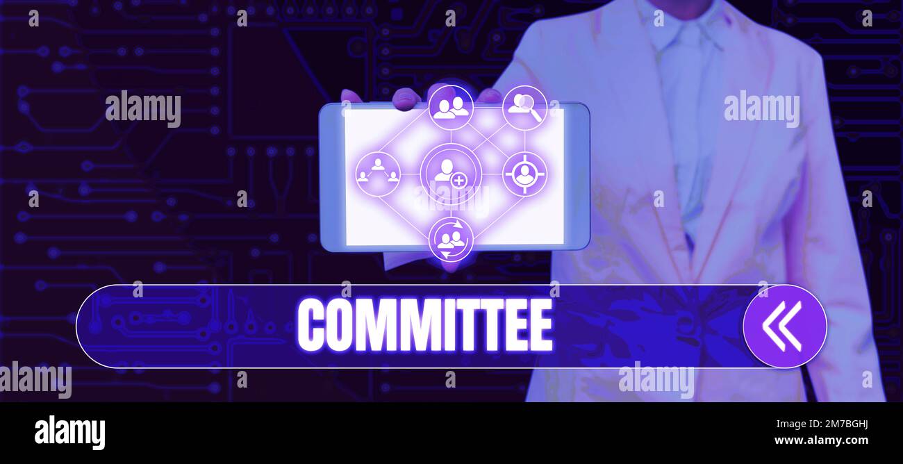 Hand writing sign Committee. Word for Group of people appointed for a ...