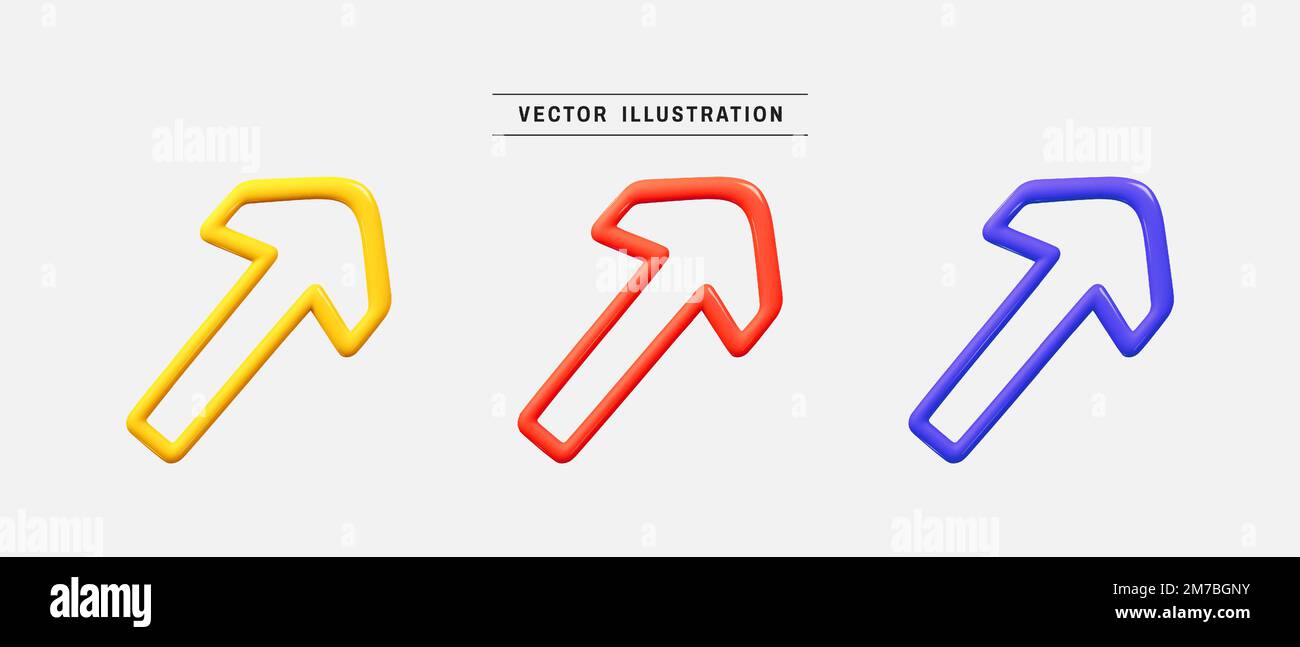 Colorful arrows 3d icon set. realistic design elements collection ...