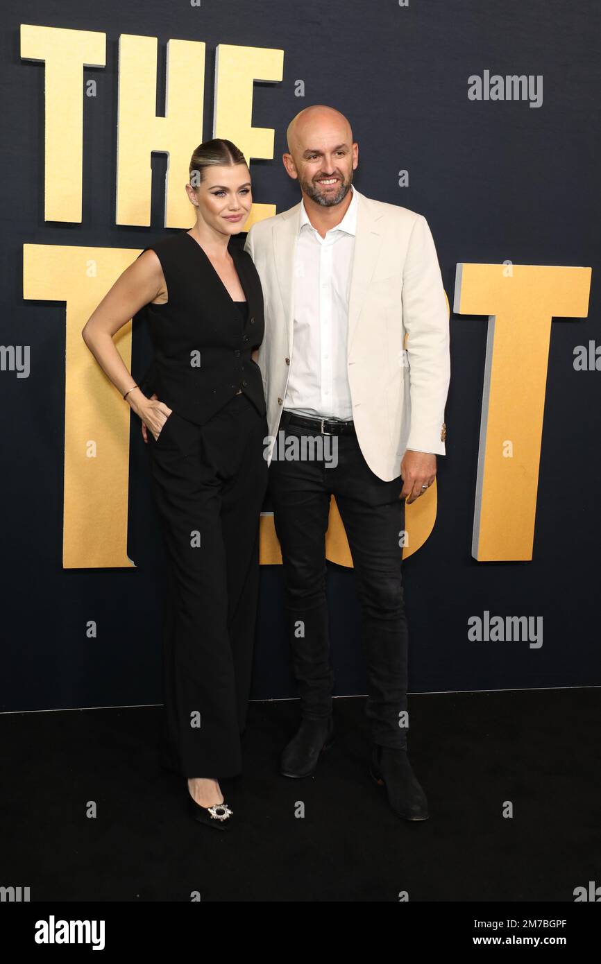 Sydney, Australia. 9th January 2023. Emma Lyon and Nathan Lyon attend ...