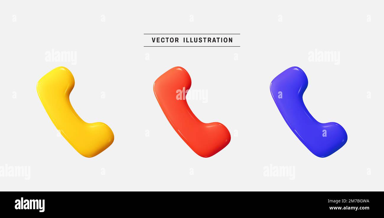 Colorful phone call button 3d icon set. realistic design elements ...