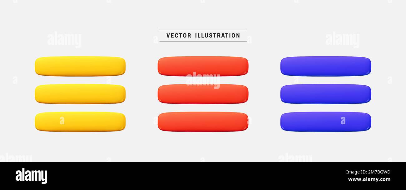 Colorful menu button 3d icon set. realistic design elements collection ...