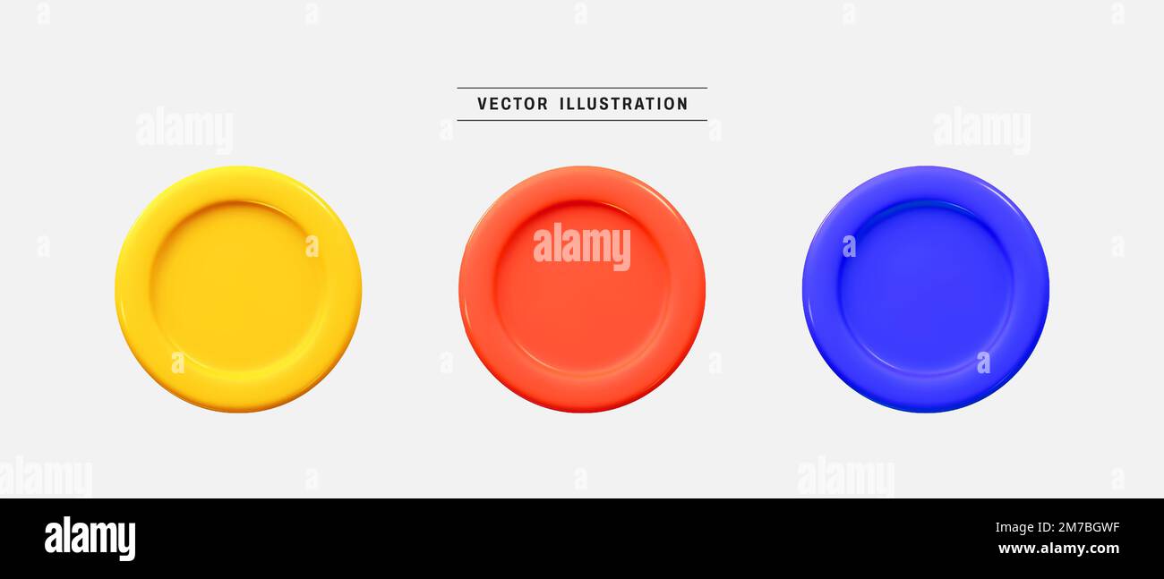 Colorful coins 3d icon set. realistic design elements collection ...