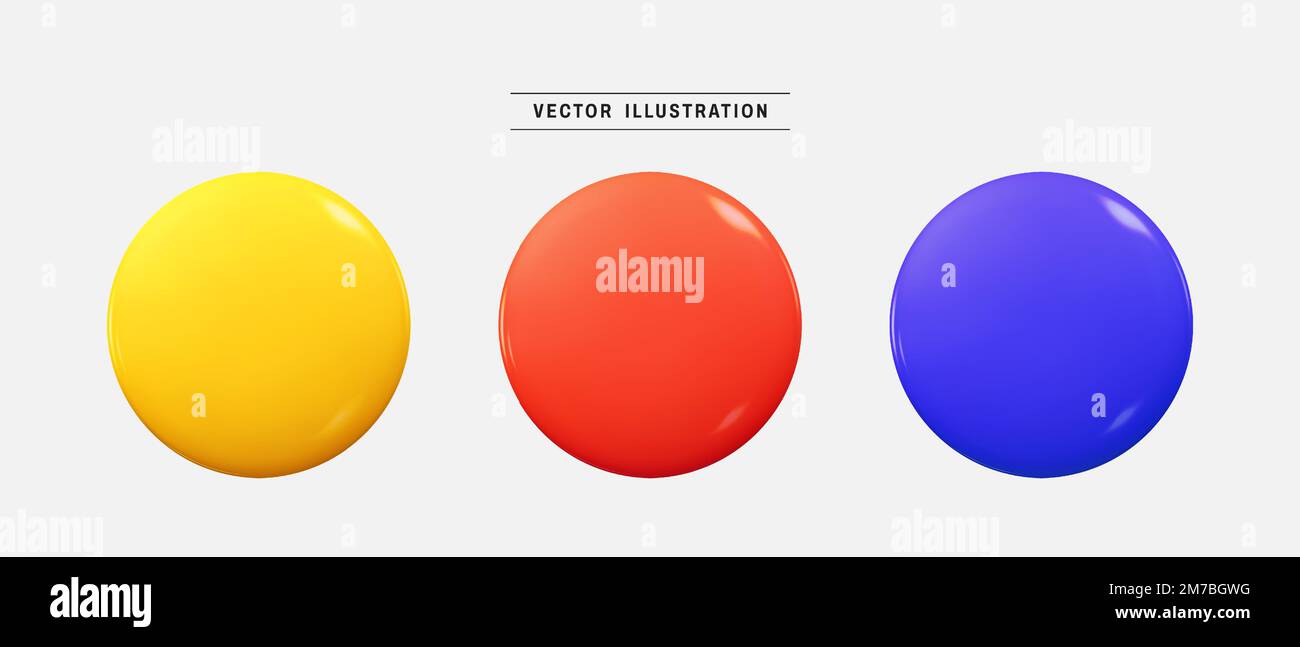 Colorful round web buttons 3d icon set. realistic design elements ...