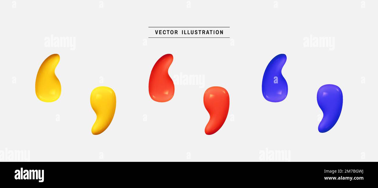 Colorful quotation mark 3d icon set. realistic design elements ...
