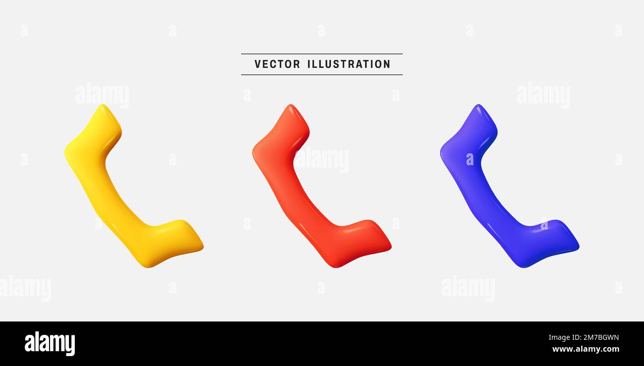 Colorful phone call button 3d icon set. realistic design elements ...