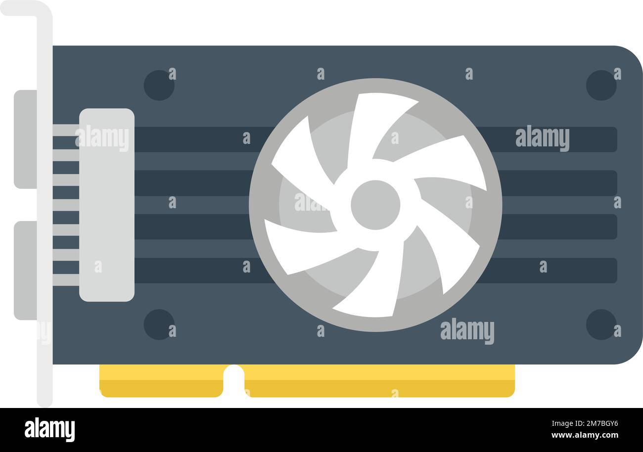 Cpu video card icon flat vector. Computer gpu. Display pci isolated ...