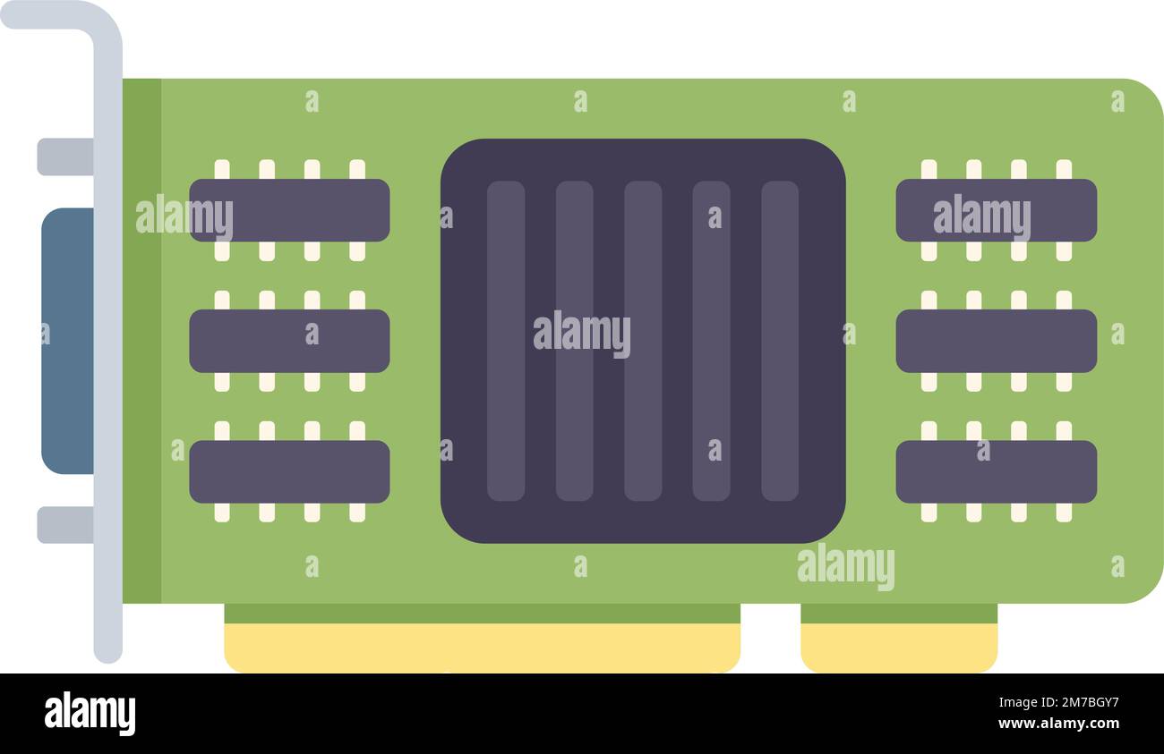 Fan gpu card icon flat vector. Pc graphic. Memory video isolated Stock ...