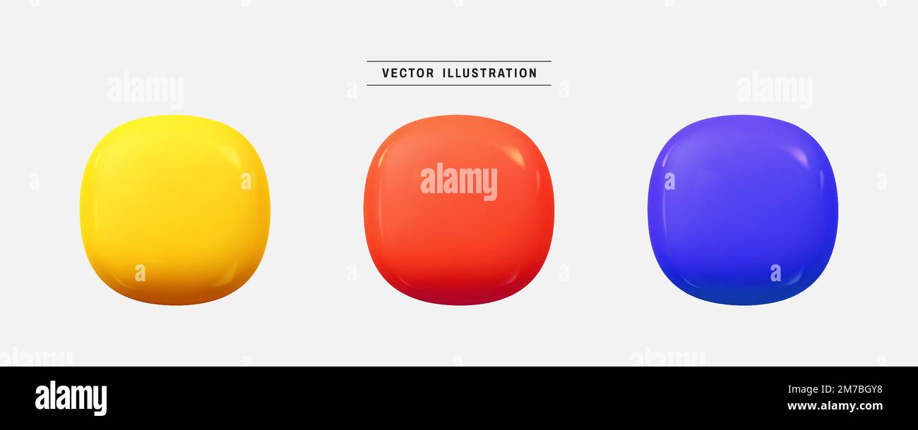 Rounded square button 3d icon render. realistic design elements ...
