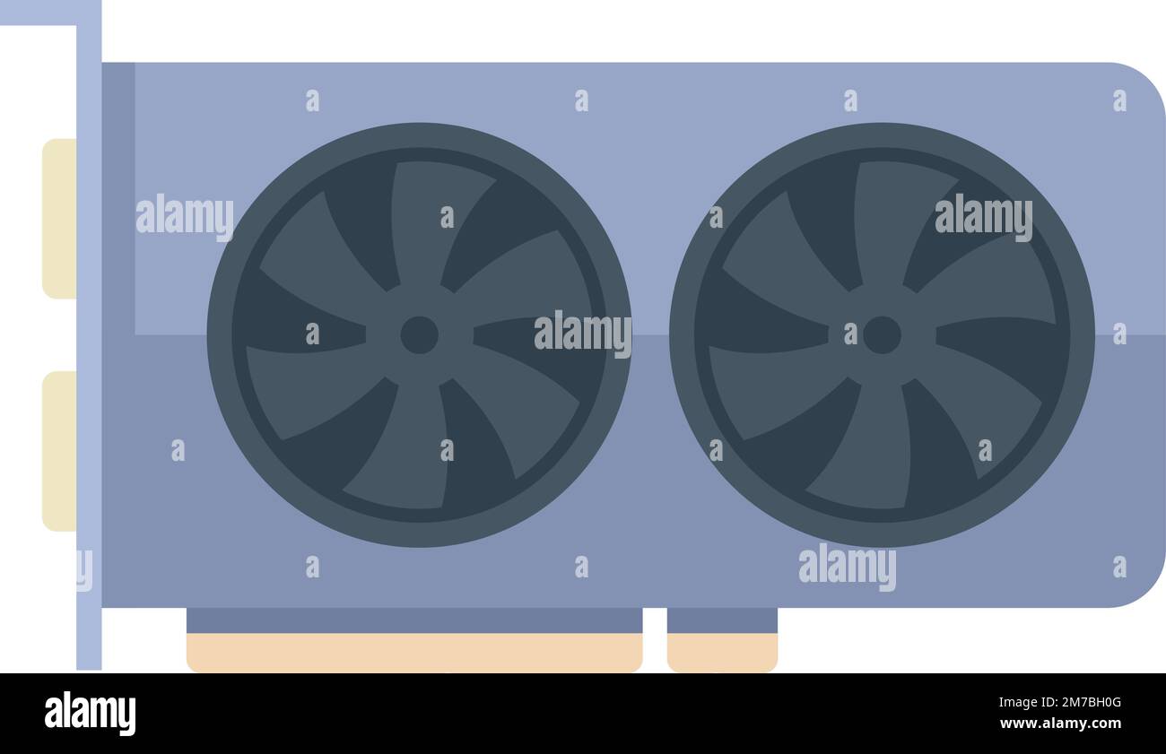 Chip Gpu Card Icon Flat Vector Graphic Pc Cpu Fan Isolated Stock