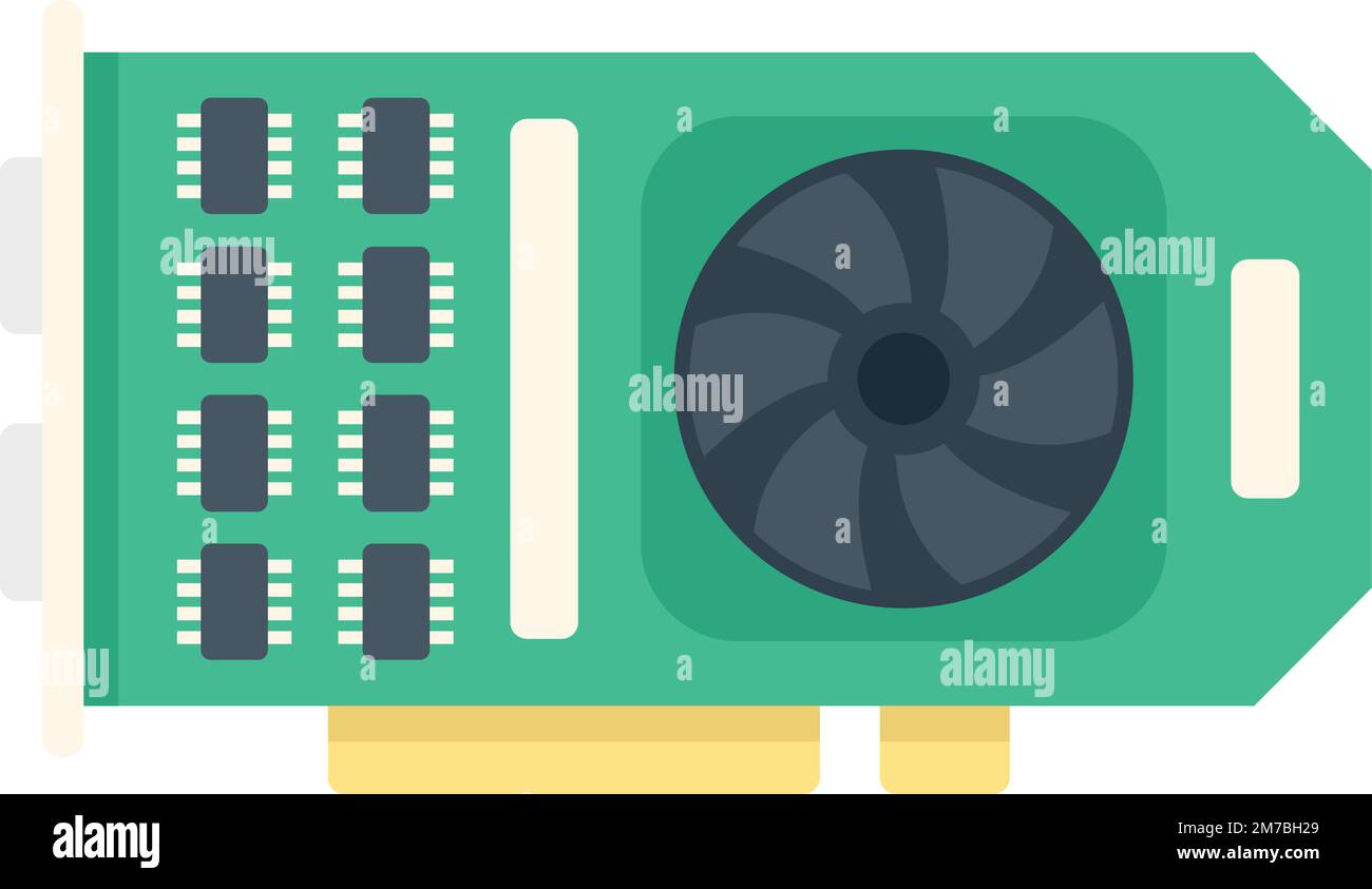 Motherboard gpu icon flat vector. Computer card. Digital memory ...