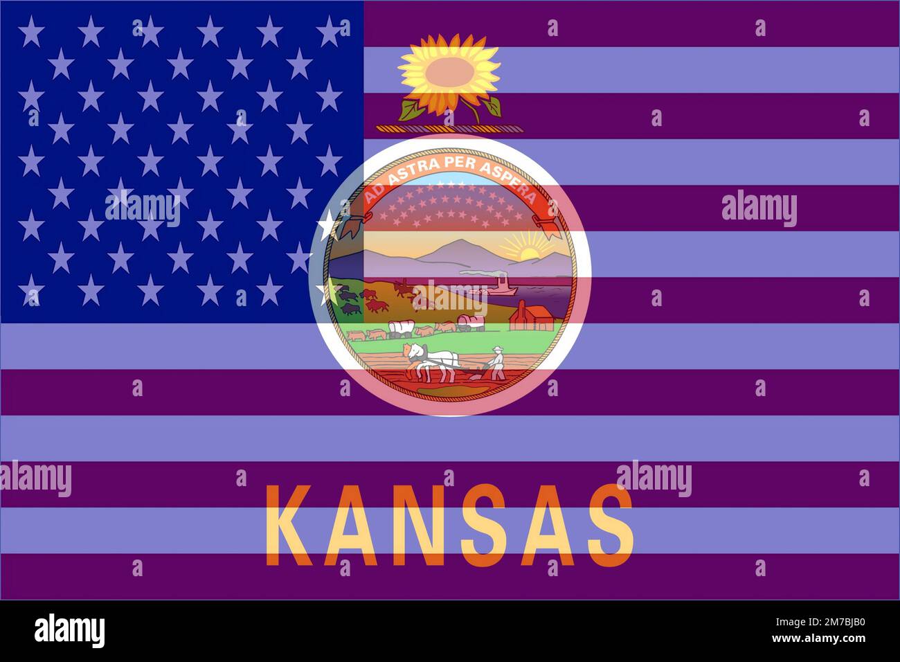 Flag of Kansas, federal state with United States of America flag Stock ...