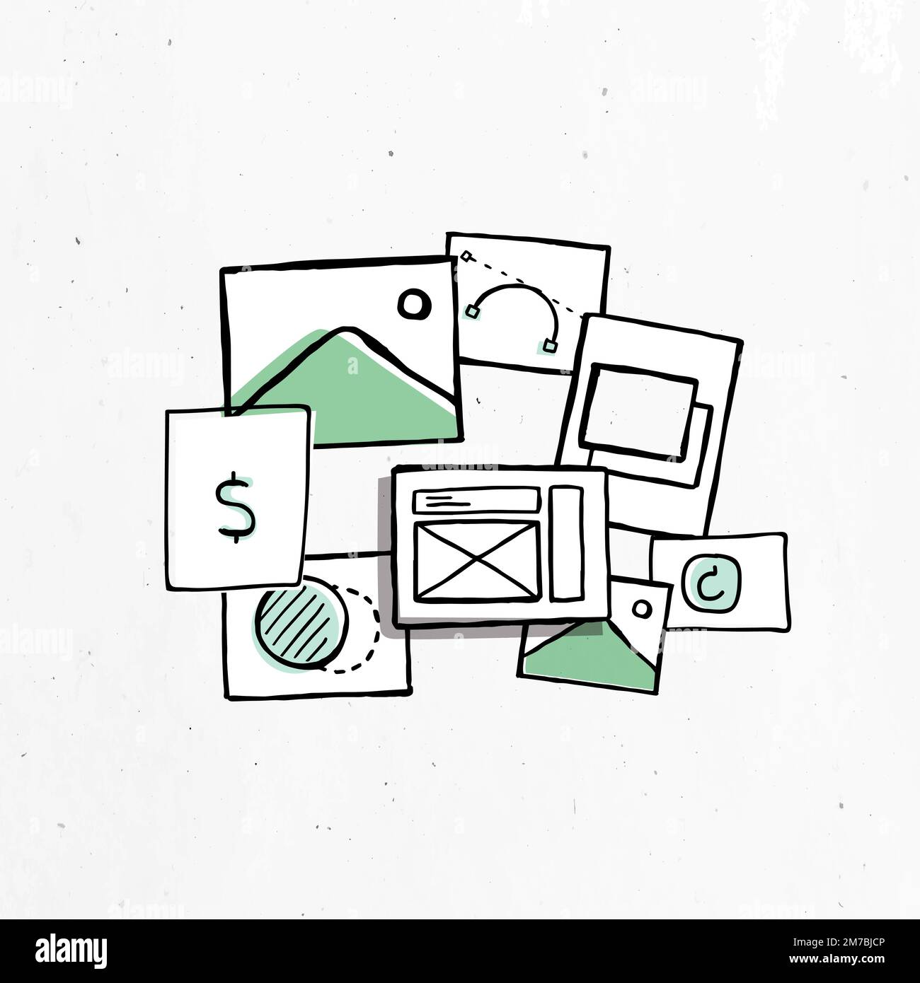 Green mood board vector with doodle art design Stock Vector Image & Art ...