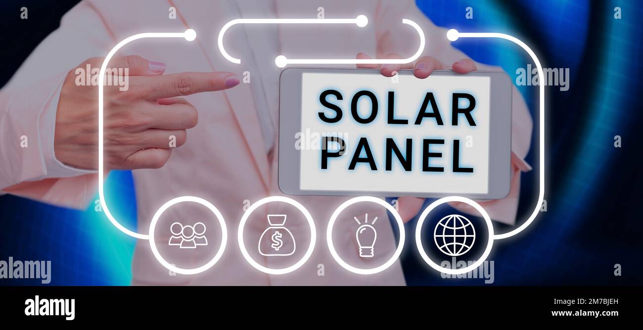 Conceptual display Solar Panel. Business concept designed to absorb suns rays source of energy ...