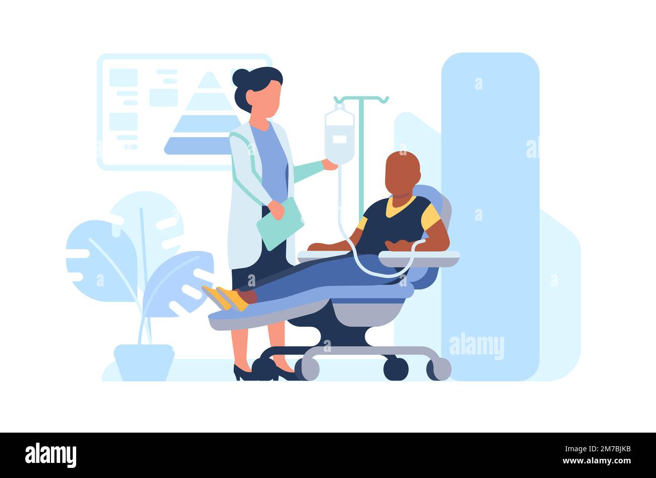 Man suffering from cancer disease. Patient receiving chemotherapy under care of physician ...