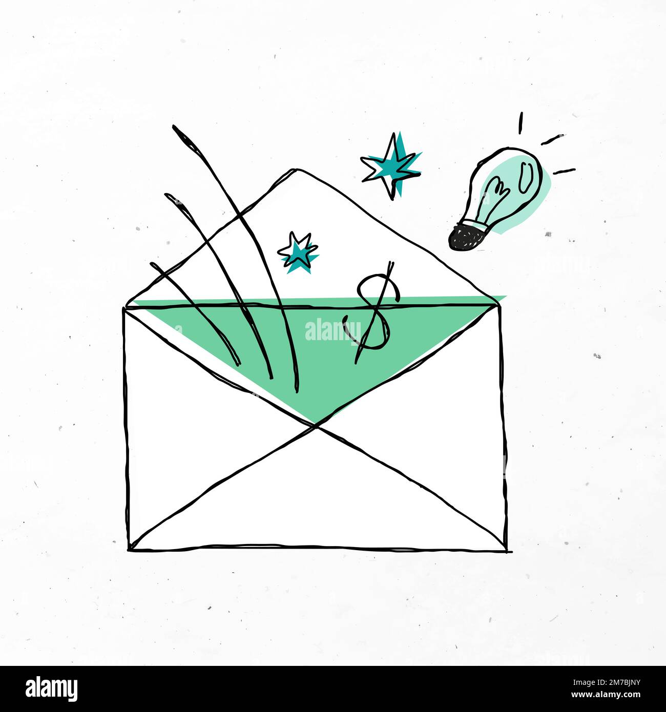 Green envelope vector cute business doodle icon Stock Vector Image ...